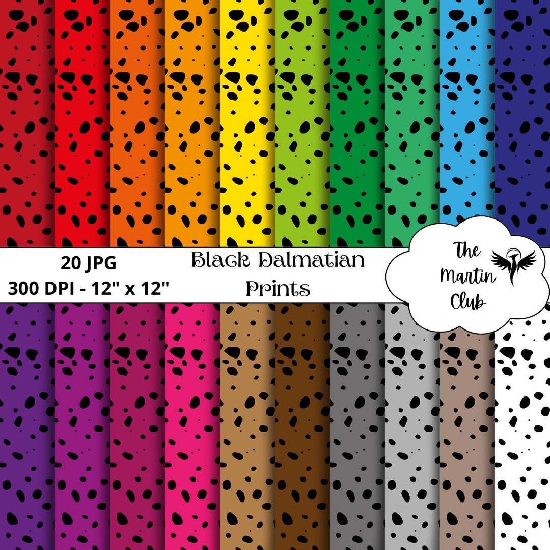 Black Dalmatian Print Background Digital Papers Dalmatian Spots Digital ...