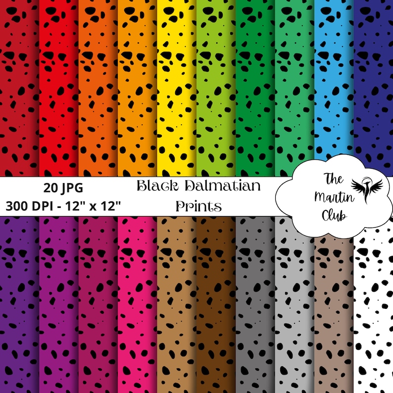 Black Dalmatian Print Background Digital Papers Dalmatian Spots Digital ...