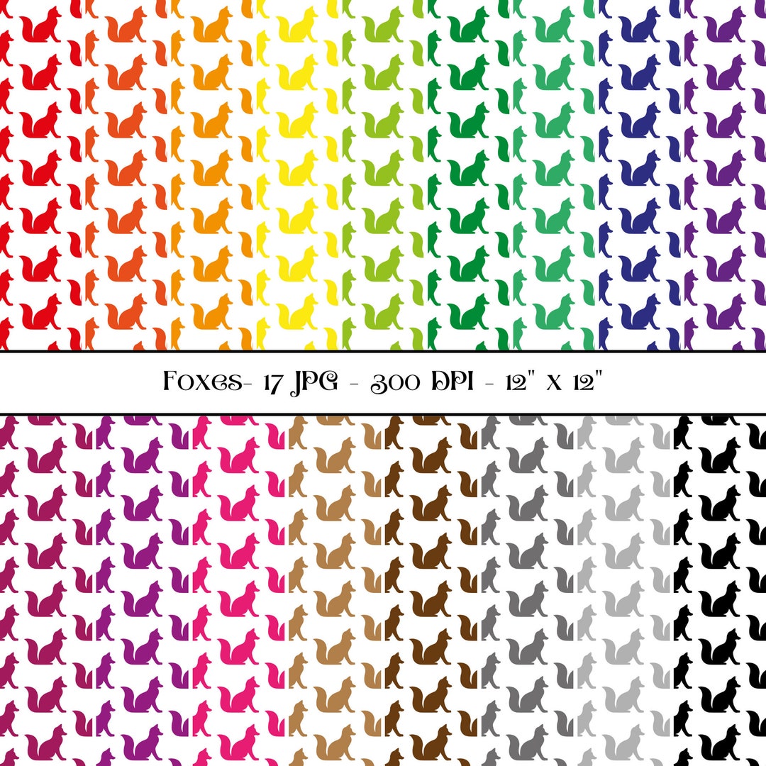 Rainbow Foxes Background Digital Papers Rainbow White Fox - Etsy