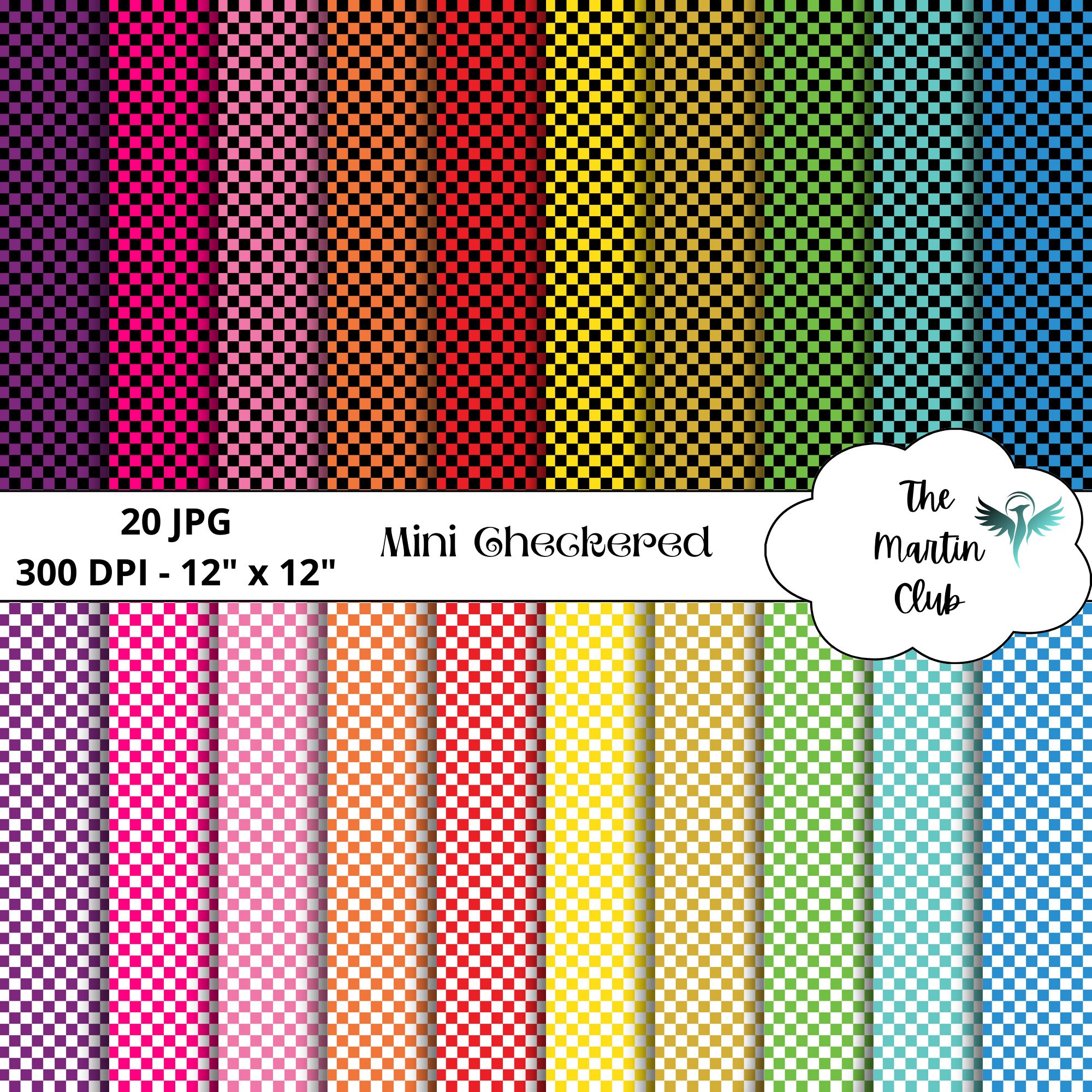 Mini Checkered Background Digital Papers Checkers Digital Scrapbook ...