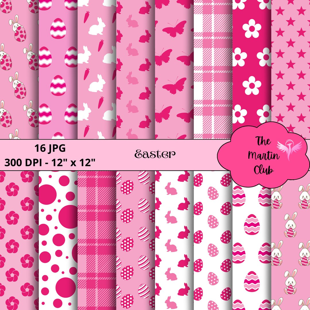 Easter Digital Paper Pink Easter Spring Background Scrapbook Paper ...