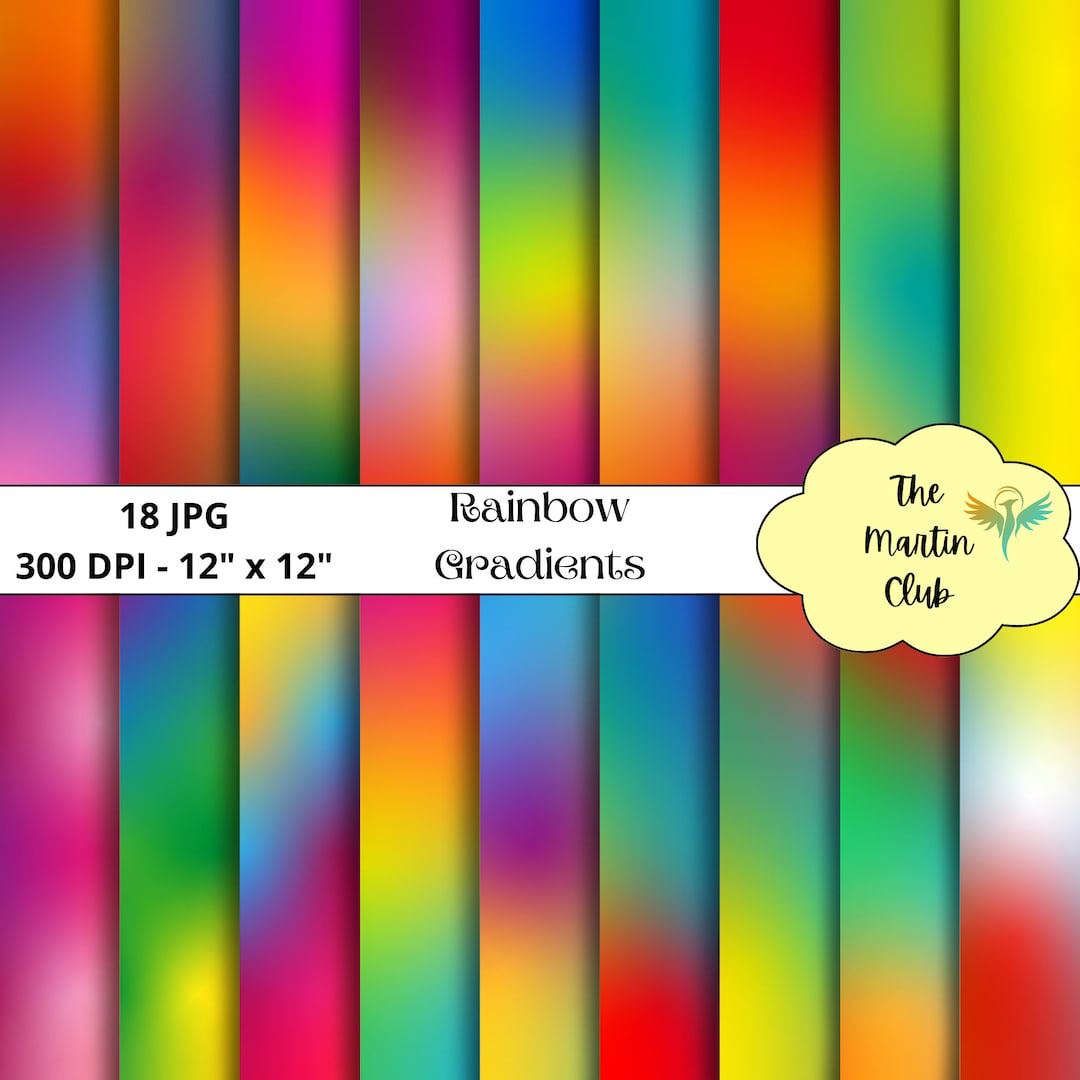 Rainbow Gradients Background Digital Papers Bright Rainbow Gradient ...