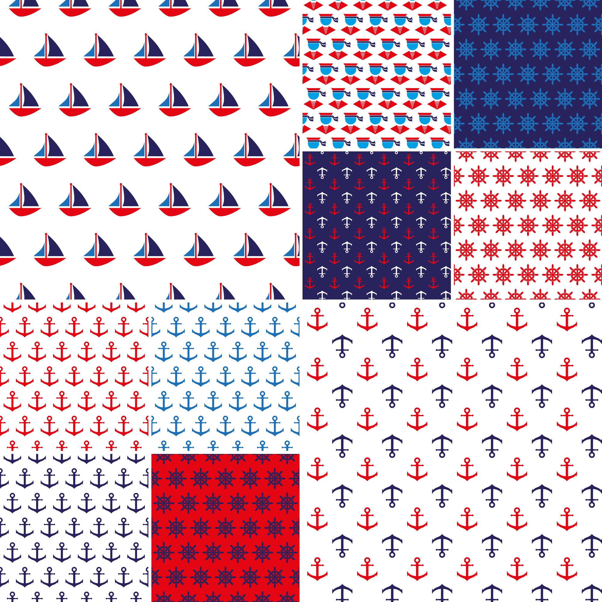 Nautical Background Digital Papers Sailor Scrapbook Paper Pattern ...