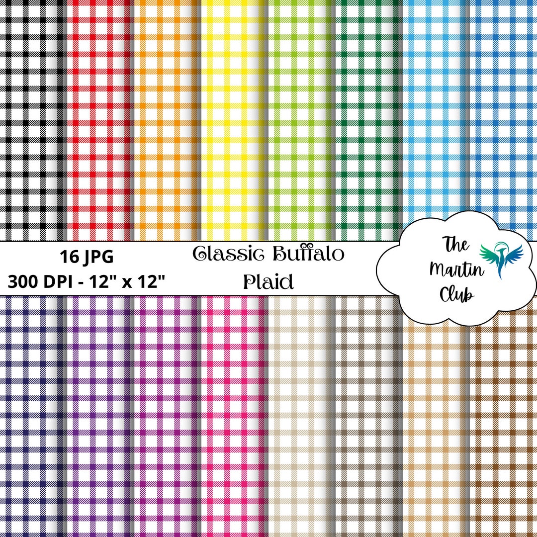 Classic Buffalo Plaid Background Digital Papers Rainbow Buffalo Digital ...