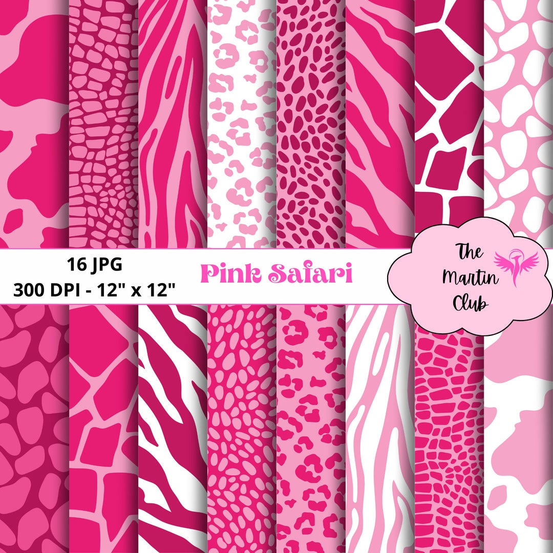 Pink Safari Digital Papers Pink Animal Skin Pattern Scrapbook Paper ...