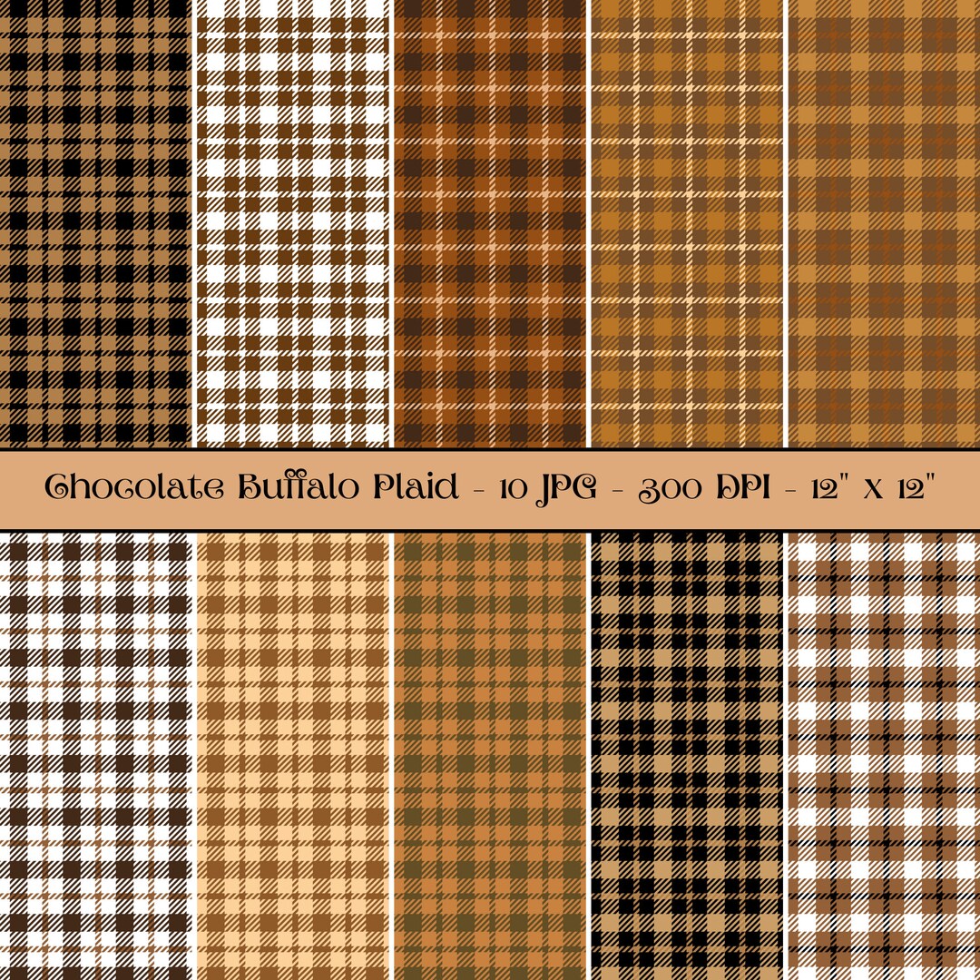 Brown Buffalo Plaid Background Digital Papers Chocolate - Etsy