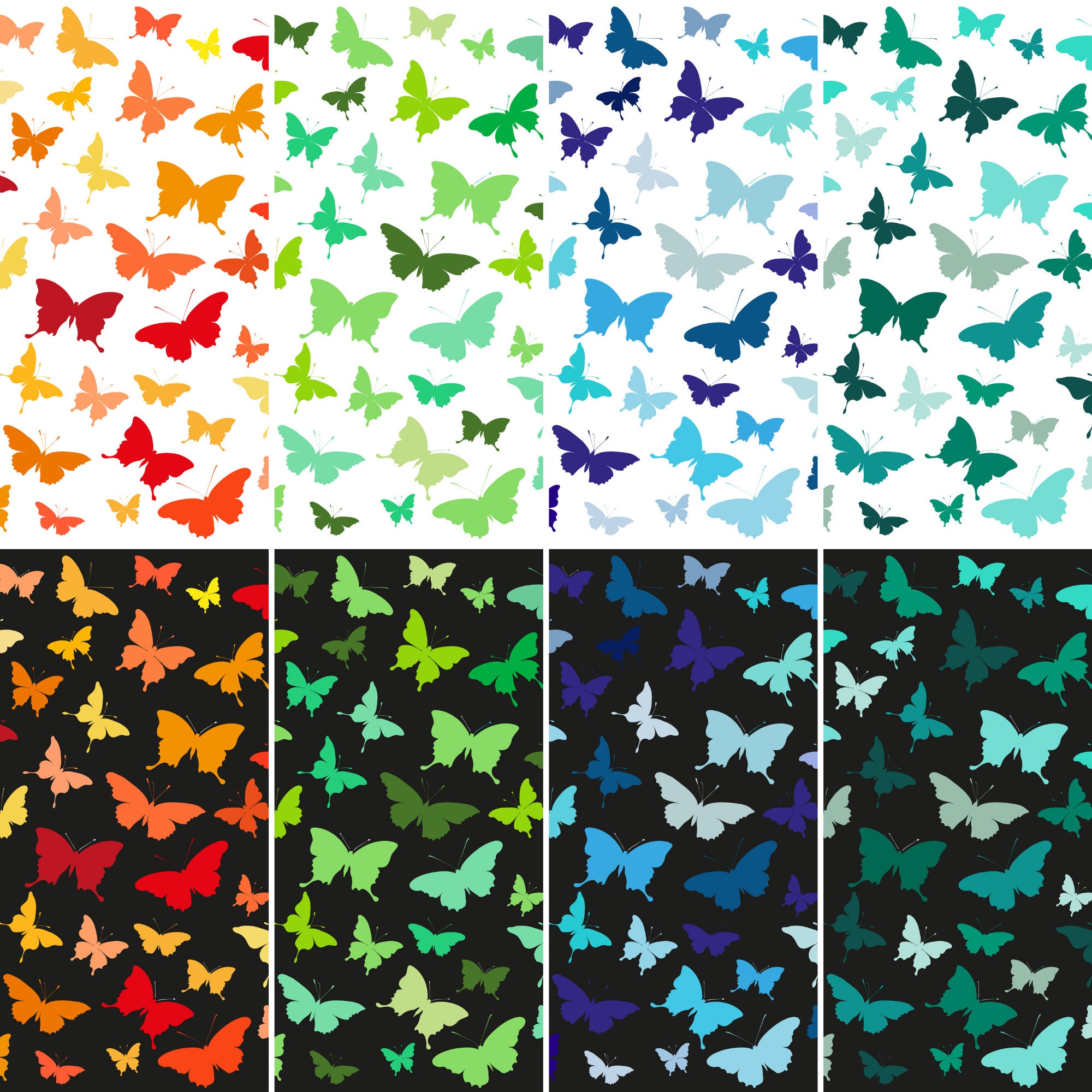Tinted Butterfly Background Digital Papers Multicolored Butterfly ...