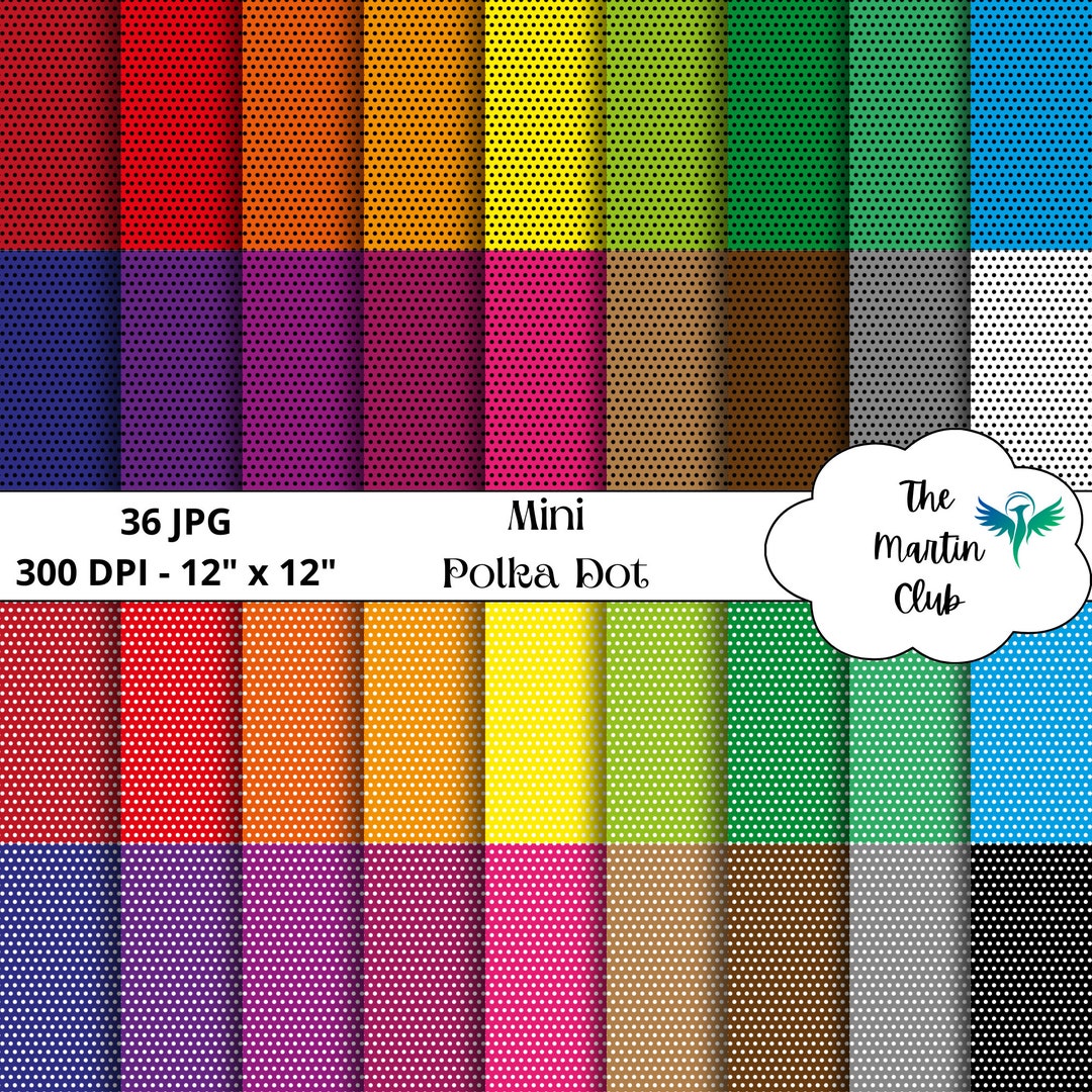 Mini Polka Dot Background Digital Papers Mini Rainbow Black White Polka ...