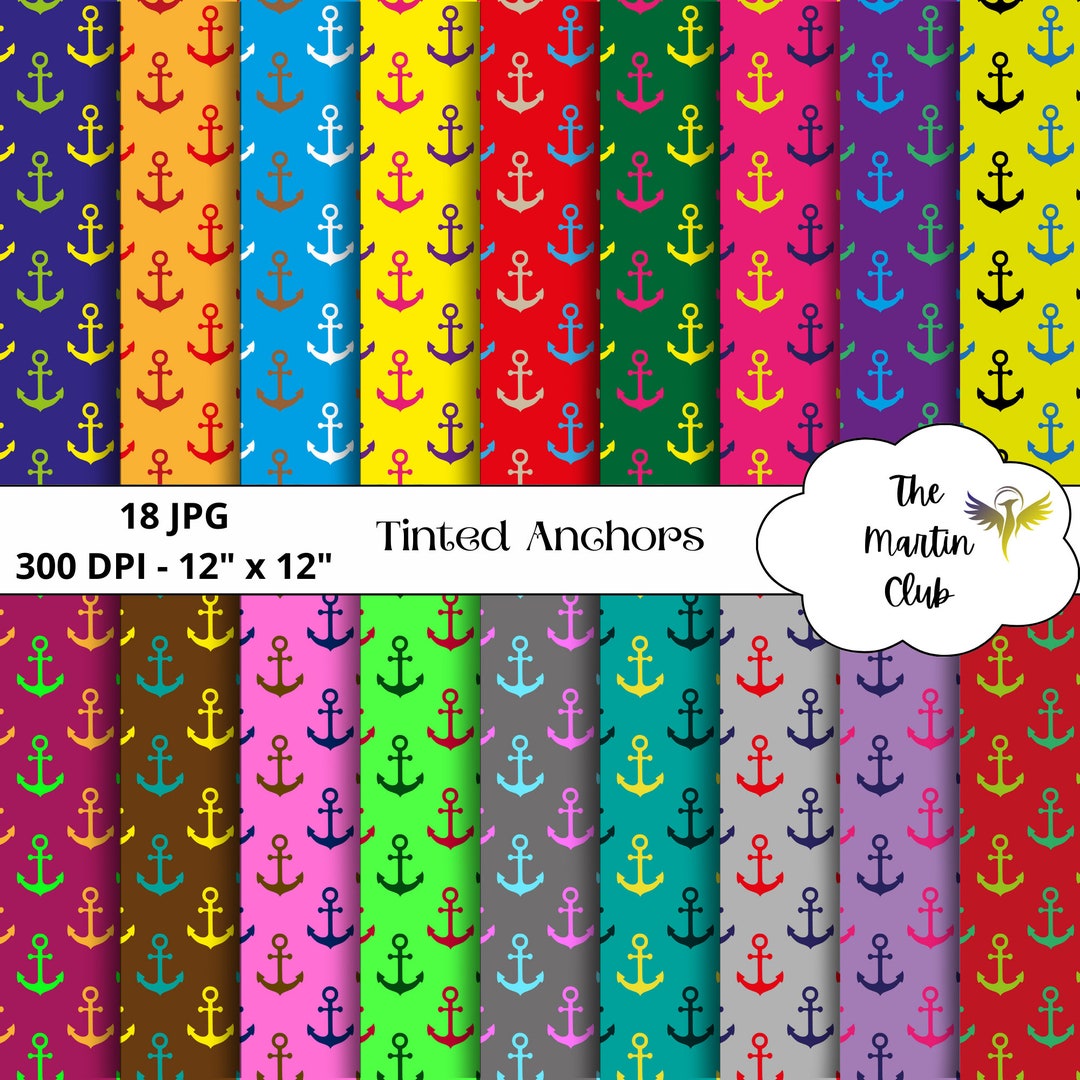 Tinted Anchors Background Digital Papers Colored Anchors Scrapbook ...