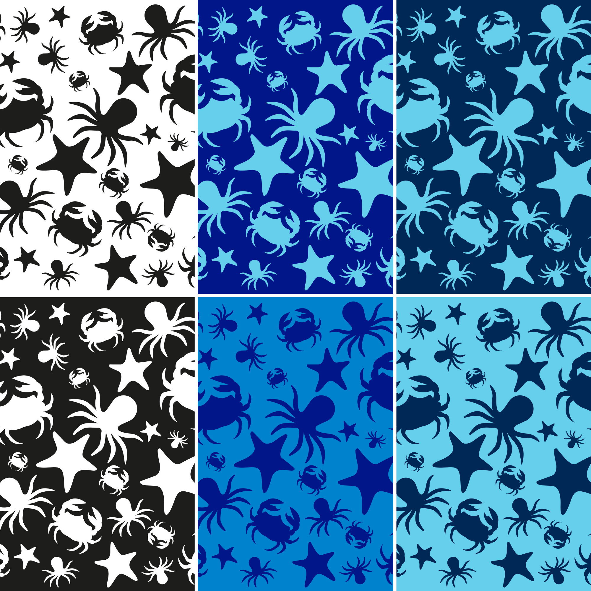 Sea Animals Background Digital Papers Tinted Animals Ocean Scrapbook ...