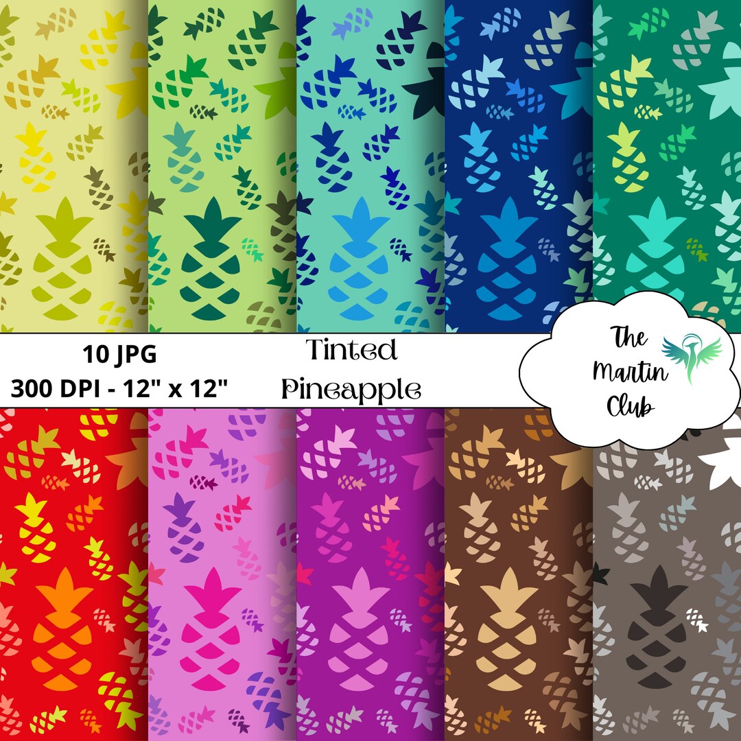 Tinted Pineapple Digital Papers Multicolored Pineapple Scrapbook Paper ...