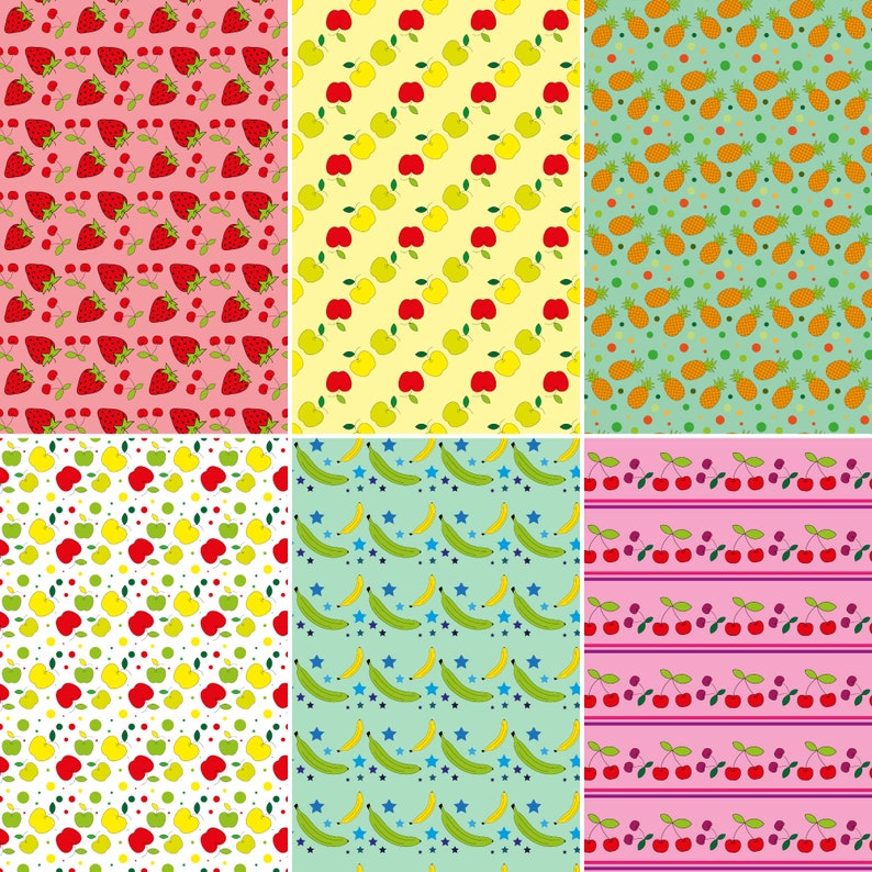 Fruits Background Digital Papers Summer Fruits Scrapbook Paper Pattern ...