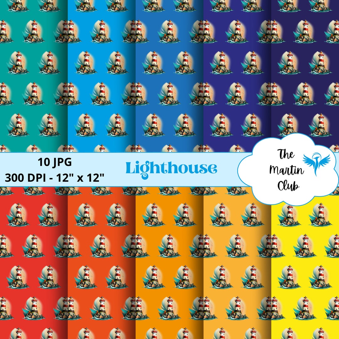 Lighthouse Background Digital Papers Lighthouse Scrapbook Paper Pattern ...