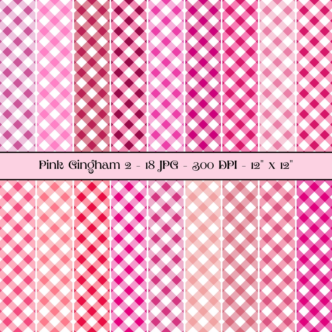 Pink Gingham Background Digital Papers Pink Gingham Digital - Etsy