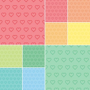 Hearts Background Digital Papers Tinted Hearts Scrapbook Pattern ...