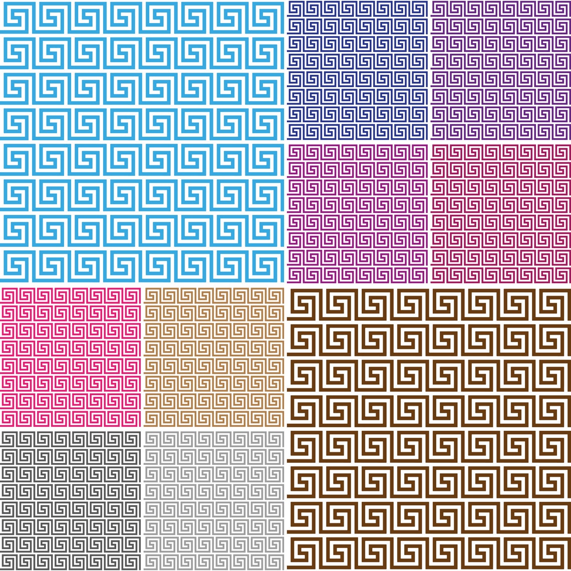 Greek Key Background Digital Papers Rainbow Greek Key Scrapbook Paper ...