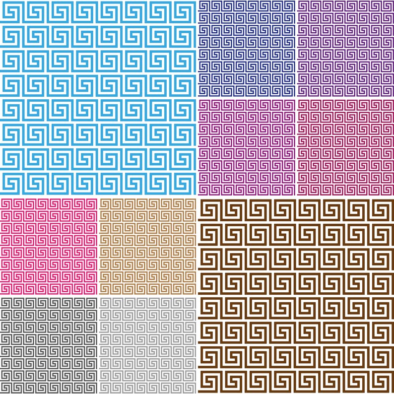 Greek Key Background Digital Papers Rainbow Greek Key Scrapbook Paper ...