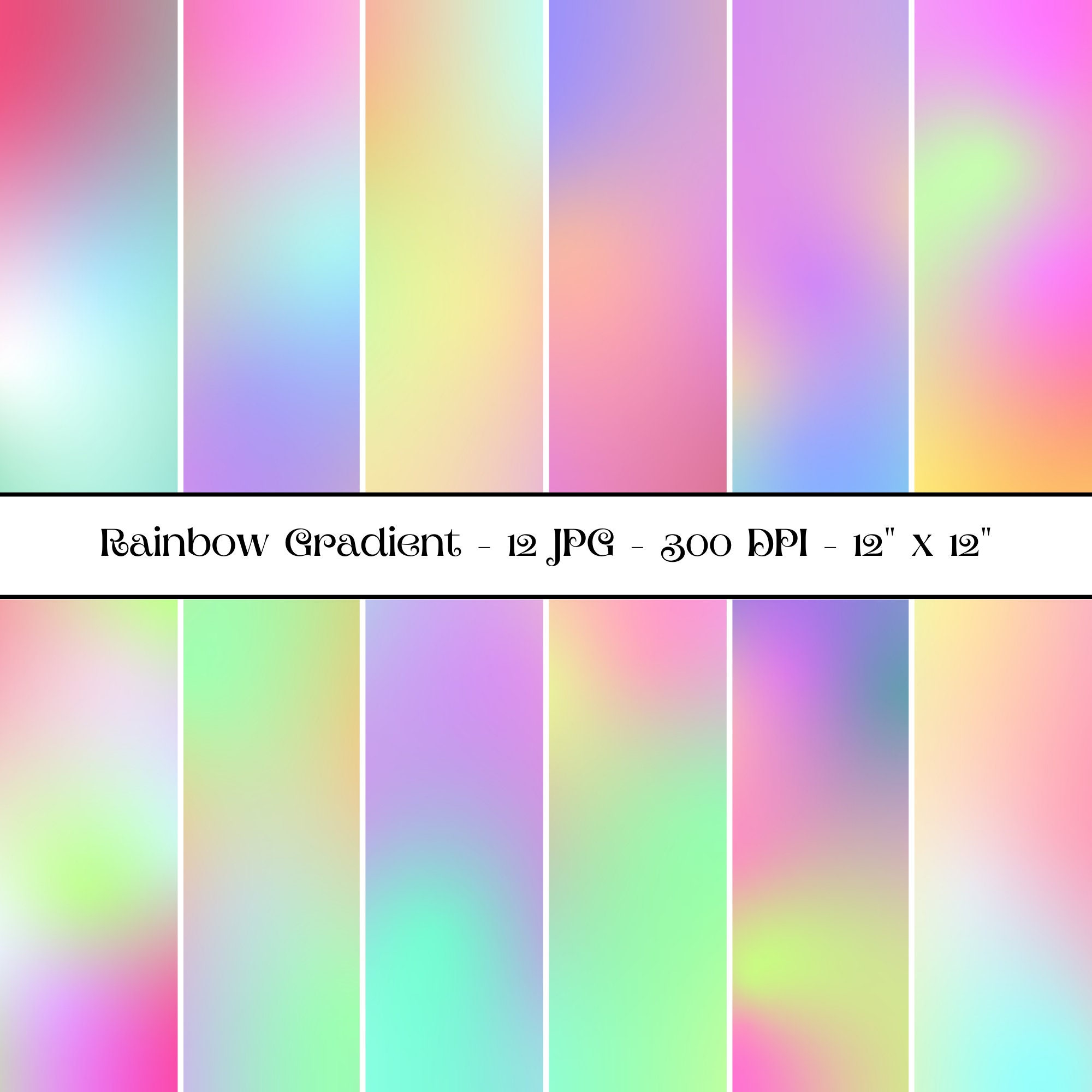 Rainbow Gradient Background Digital Papers Neon Bright Rainbow - Etsy