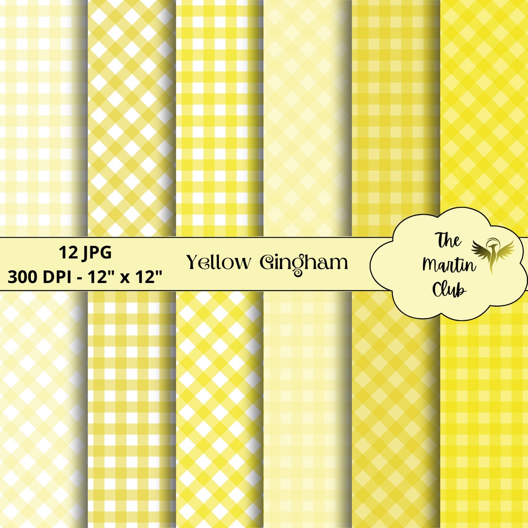 Yellow Gingham Background Digital Papers Yellow Gingham Digital ...