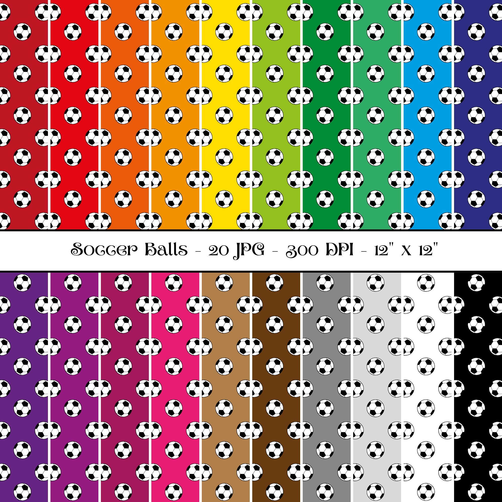 Soccer Balls Background Digital Papers Football Sport - Etsy
