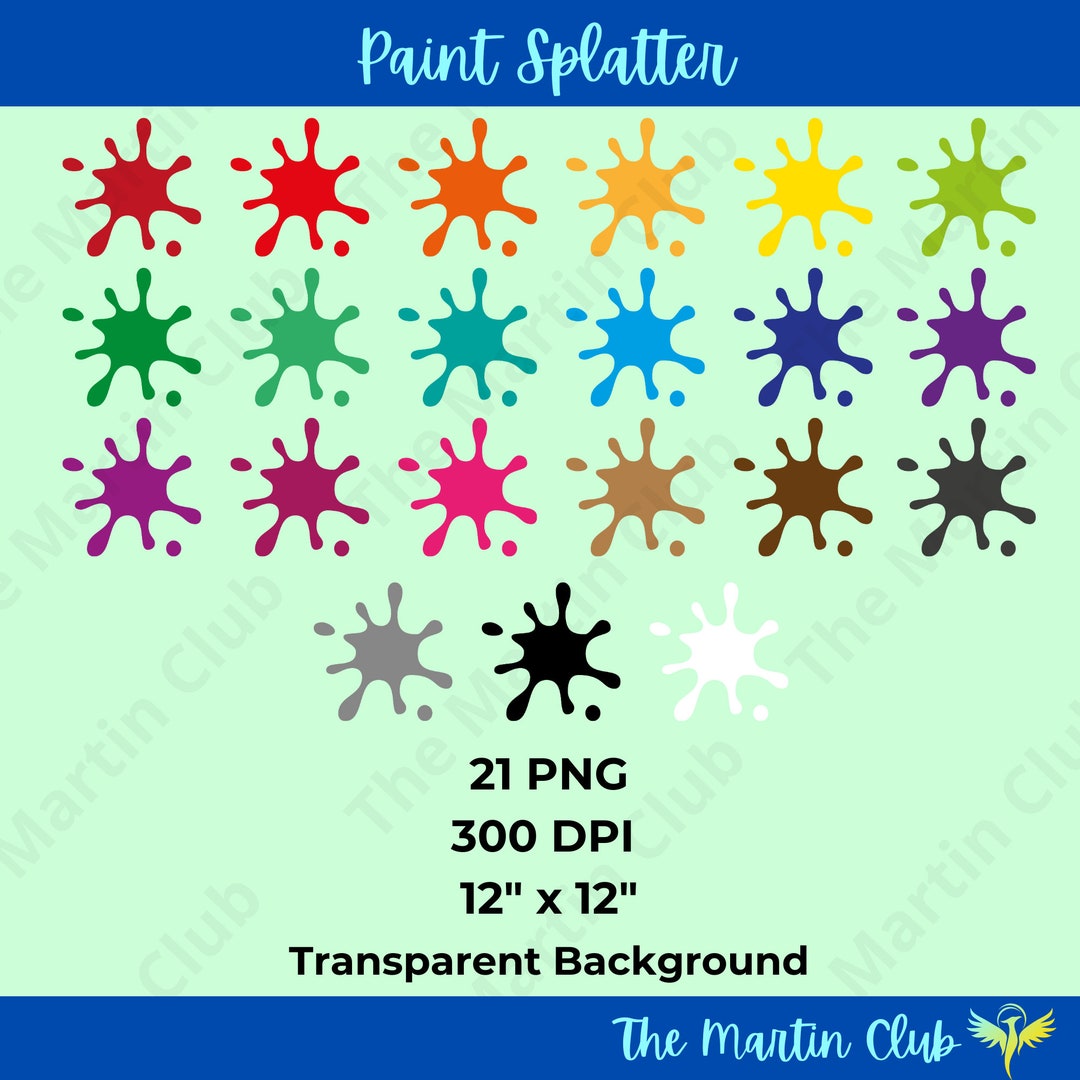 Paint Splatter Clip Art, 21 Rainbow Splatter Clip Art, PNG, 300 DPI ...