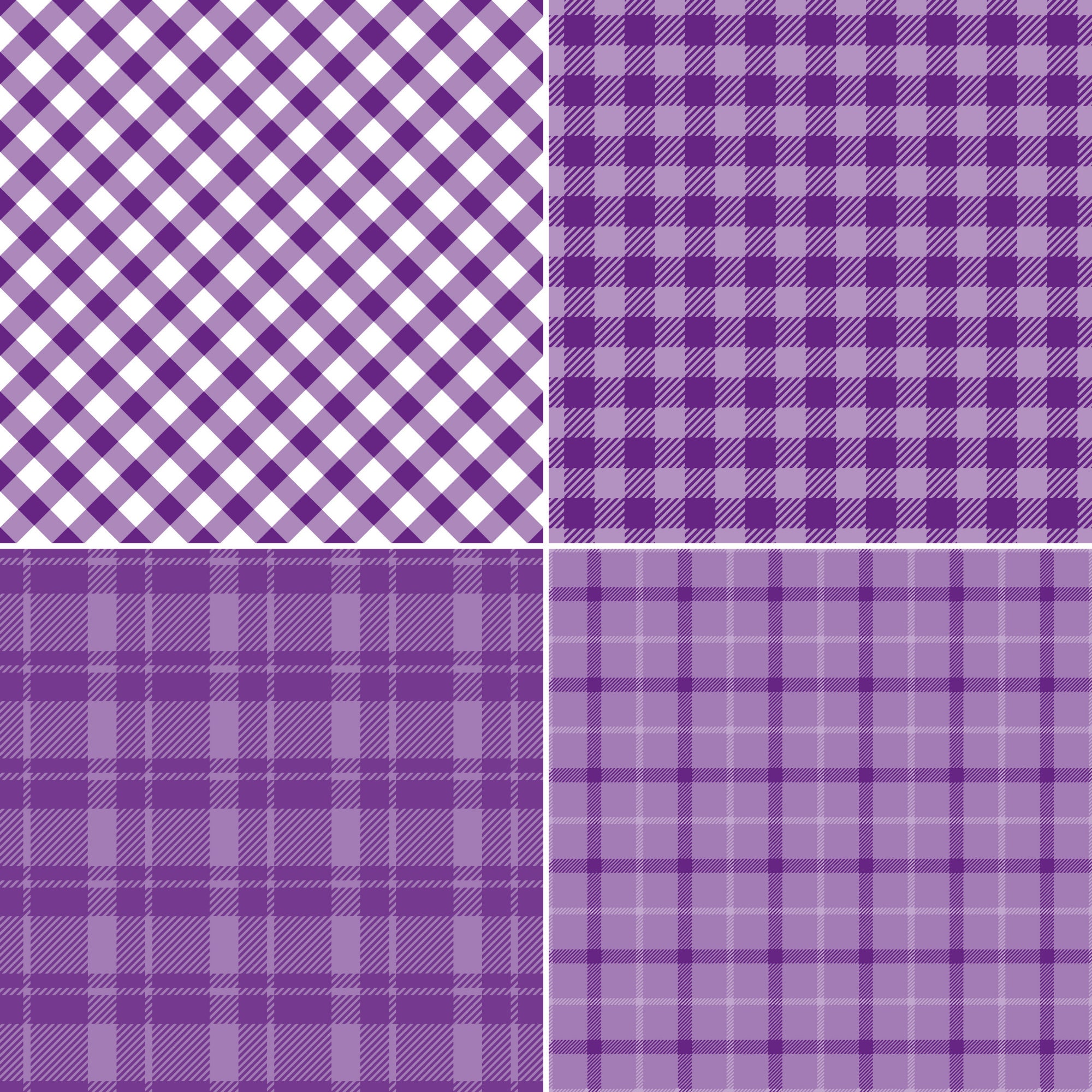 Purple Plaid Background Digital Papers Violet Buffalo Gingham Digital Scrapbook Pattern ...