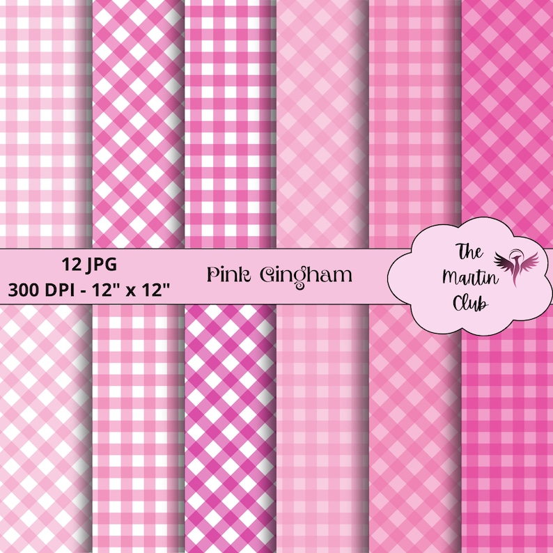 Pink Gingham Background Digital Papers Pink Gingham Digital Scrapbook ...