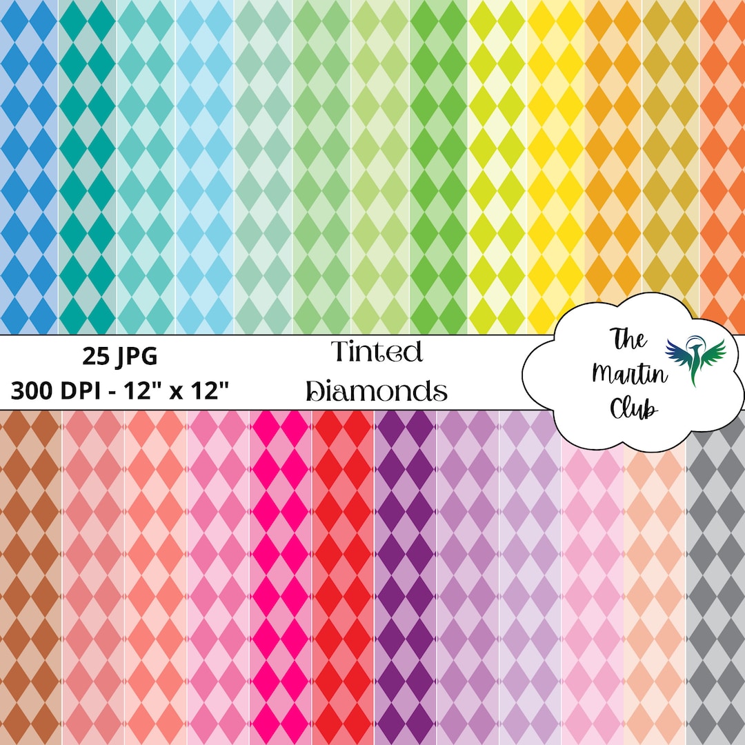Tinted Diamond Background Digital Papers Rainbow Argyle Scrapbook Paper ...
