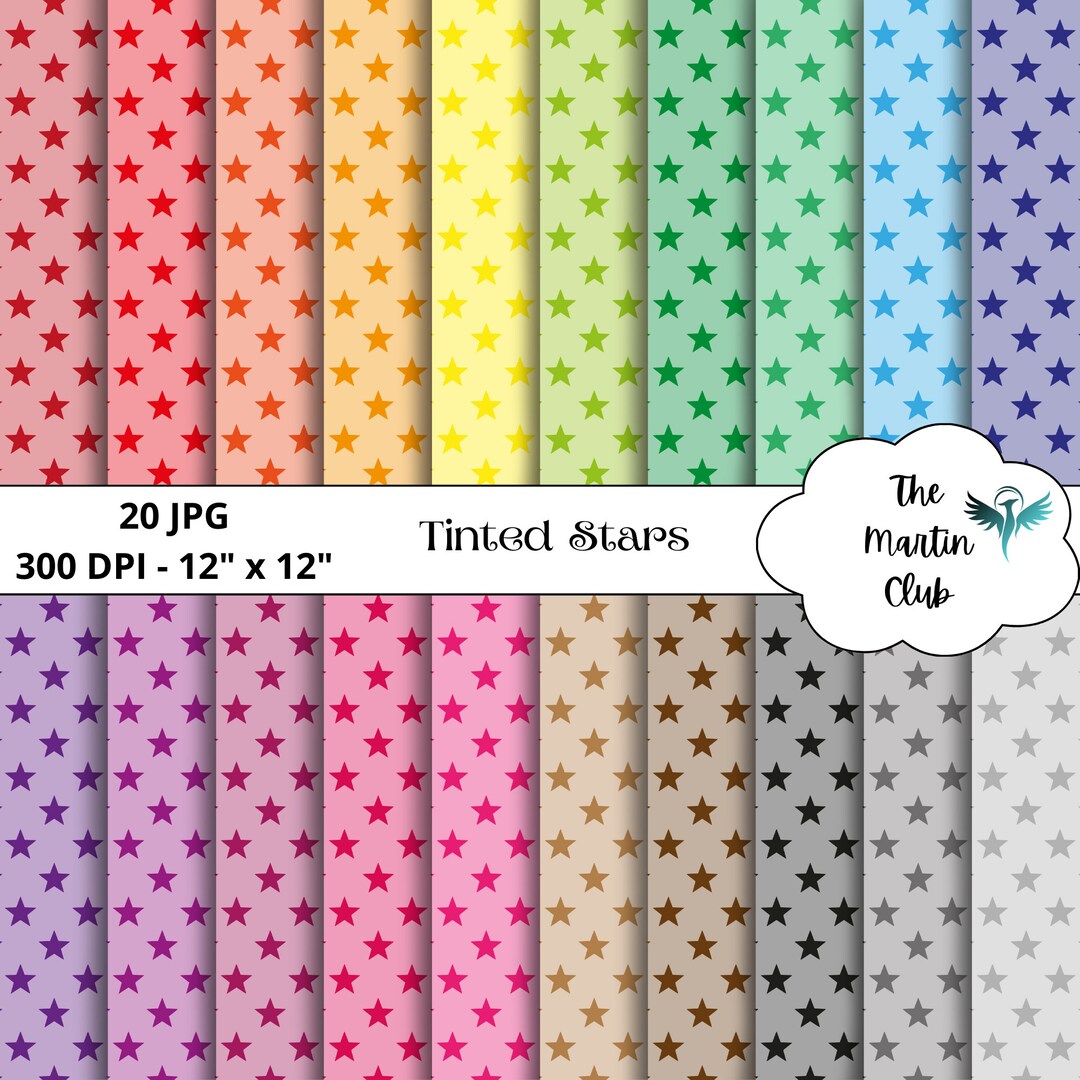 Tinted Stars Background Digital Papers Rainbow Stars Scrapbook Pattern ...