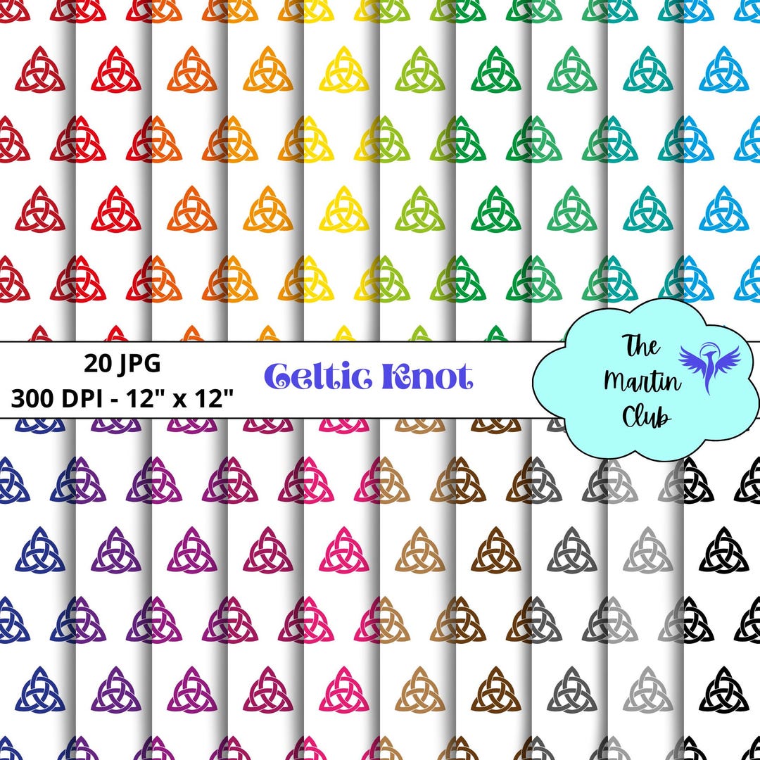 Celtic Knot Background Digital Papers Rainbow White Triquetra Scrapbook ...