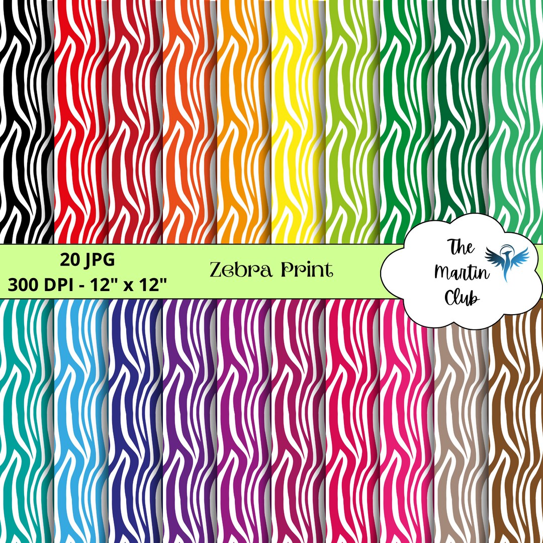 Zebra Print Background Digital Papers Rainbow Zebra Scrapbook Paper ...
