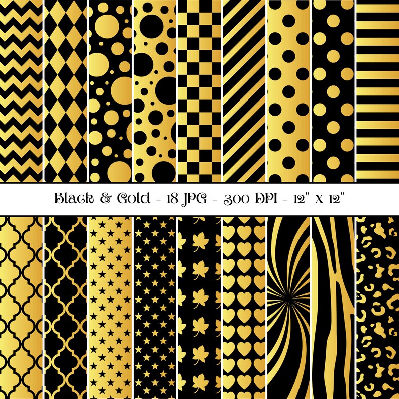 Black Gold Background Digital Papers Gold Foil Digital - Etsy