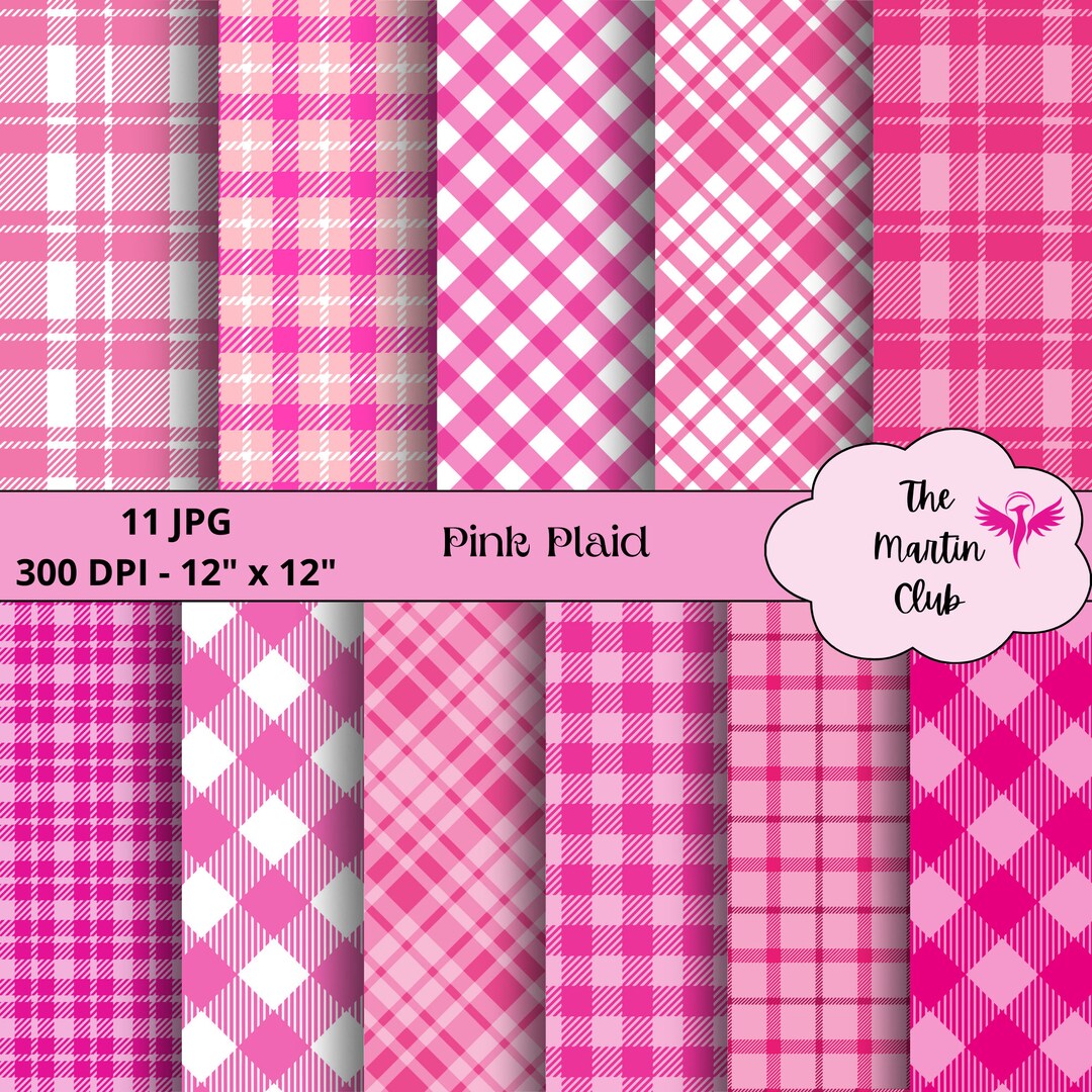 Pink Buffalo Plaid Background Digital Papers Pink Plaid Digital ...