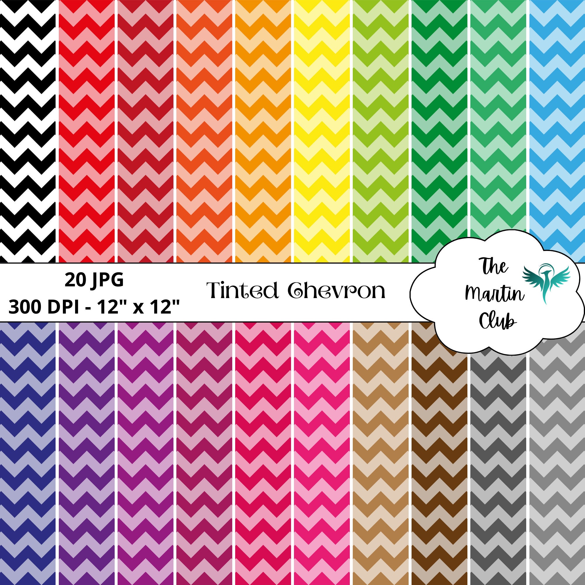 Tinted Chevron Digital Paper Background Rainbow Chevron Scrapbook Paper ...