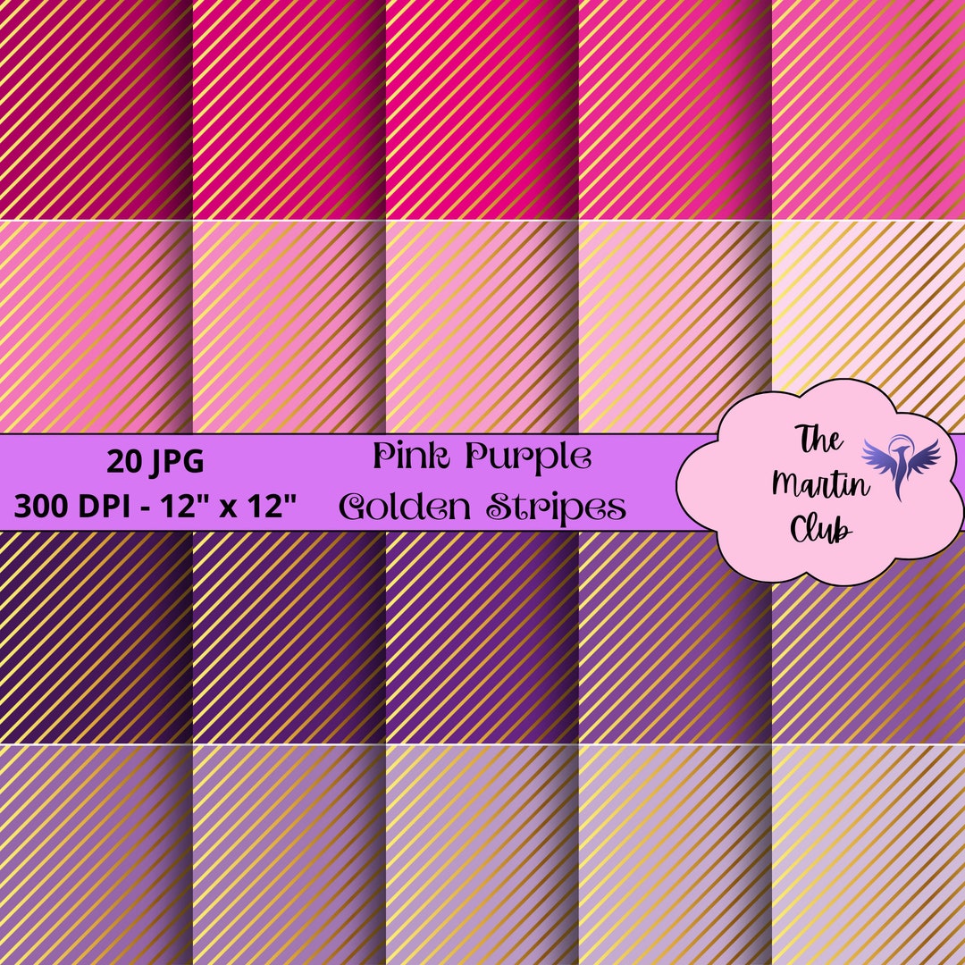 Pink Purple Golden Stripes Digital Paper Background Gold Stripes ...