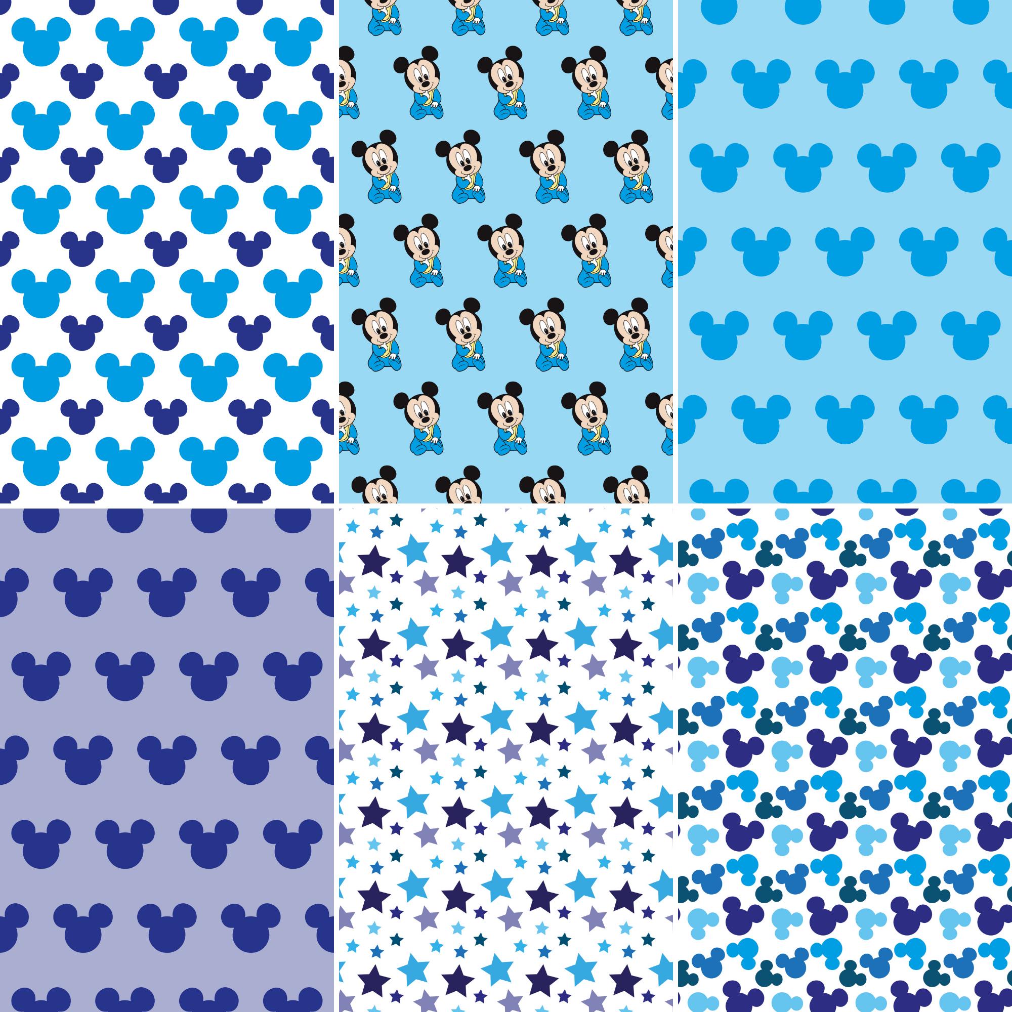 Baby Mickey Mouse Background Digital Papers Blue White Baby Mouse ...