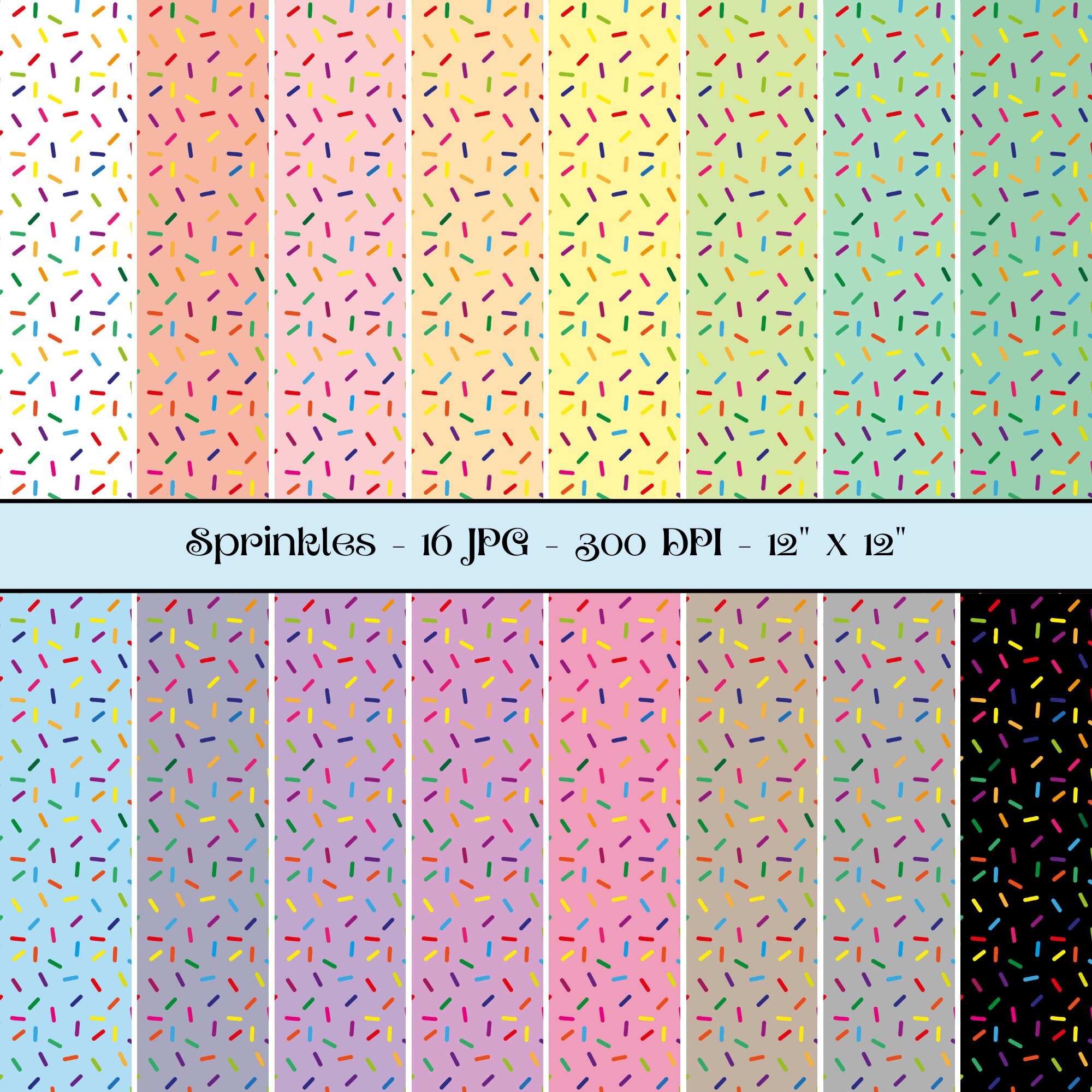 Sprinkles Background Digital Papers Rainbow Confetti Sprinkles - Etsy