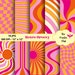 Retro Groovy Background Digital Papers Orange Pink Groovy 60' 70' Retro ...