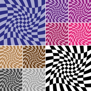 Groovy Checkered Digital Papers Retro Tinted Checkers Digital Scrapbook ...