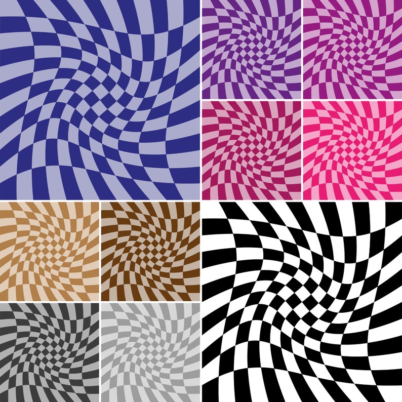 Groovy Checkered Digital Papers Retro Tinted Checkers Digital Scrapbook ...