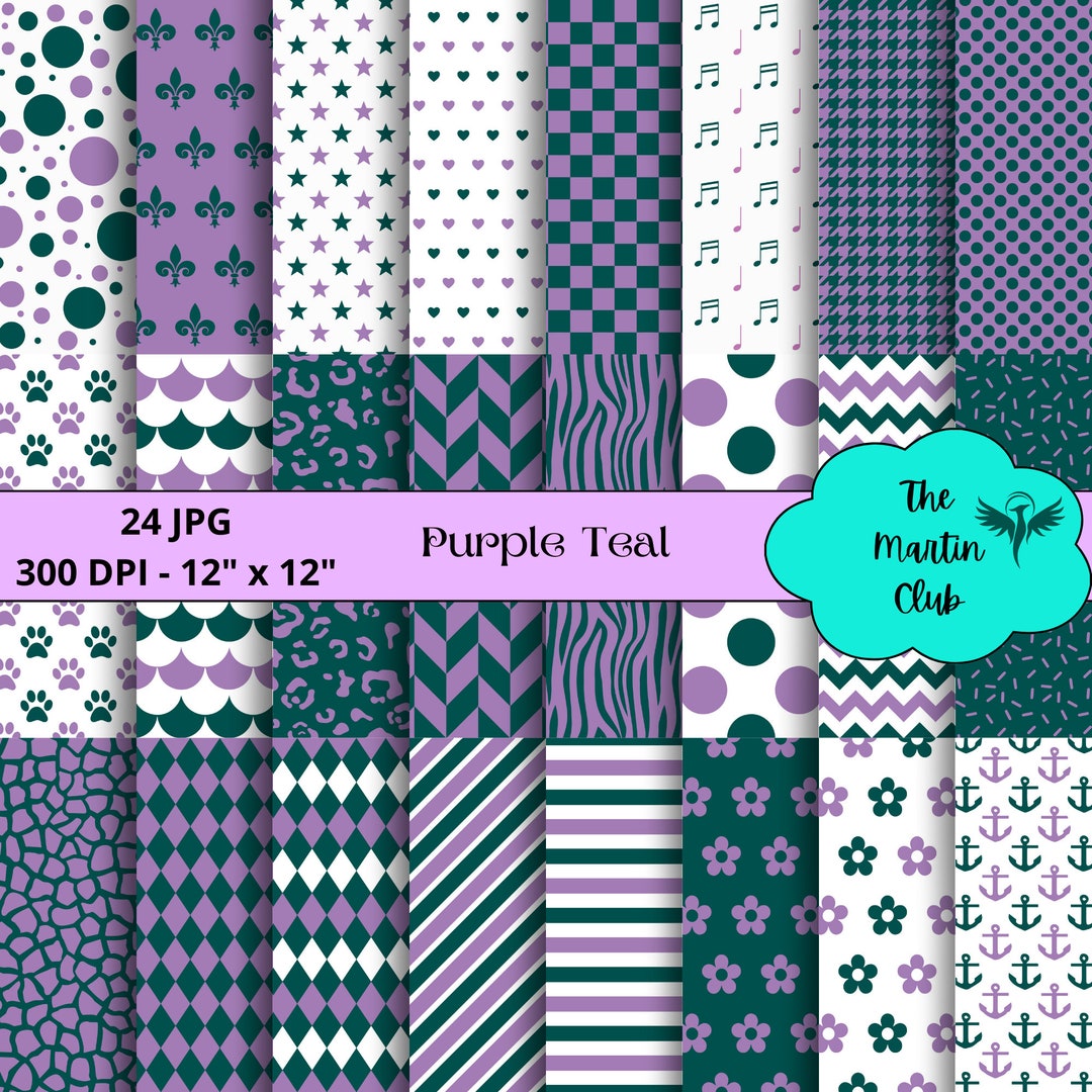Purple Teal Digital Papers Purple Teal Pattern Scrapbook - Digital ...