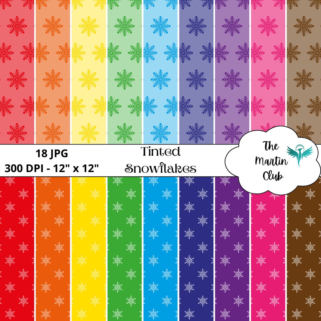 Tinted Snowflakes Background Digital Papers Rainbow Snowflakes ...