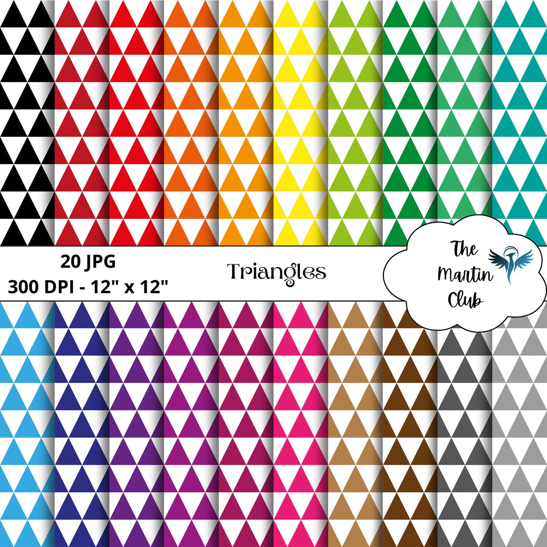 Triangles Background Digital Papers Rainbow Triangles Scrapbook Paper ...