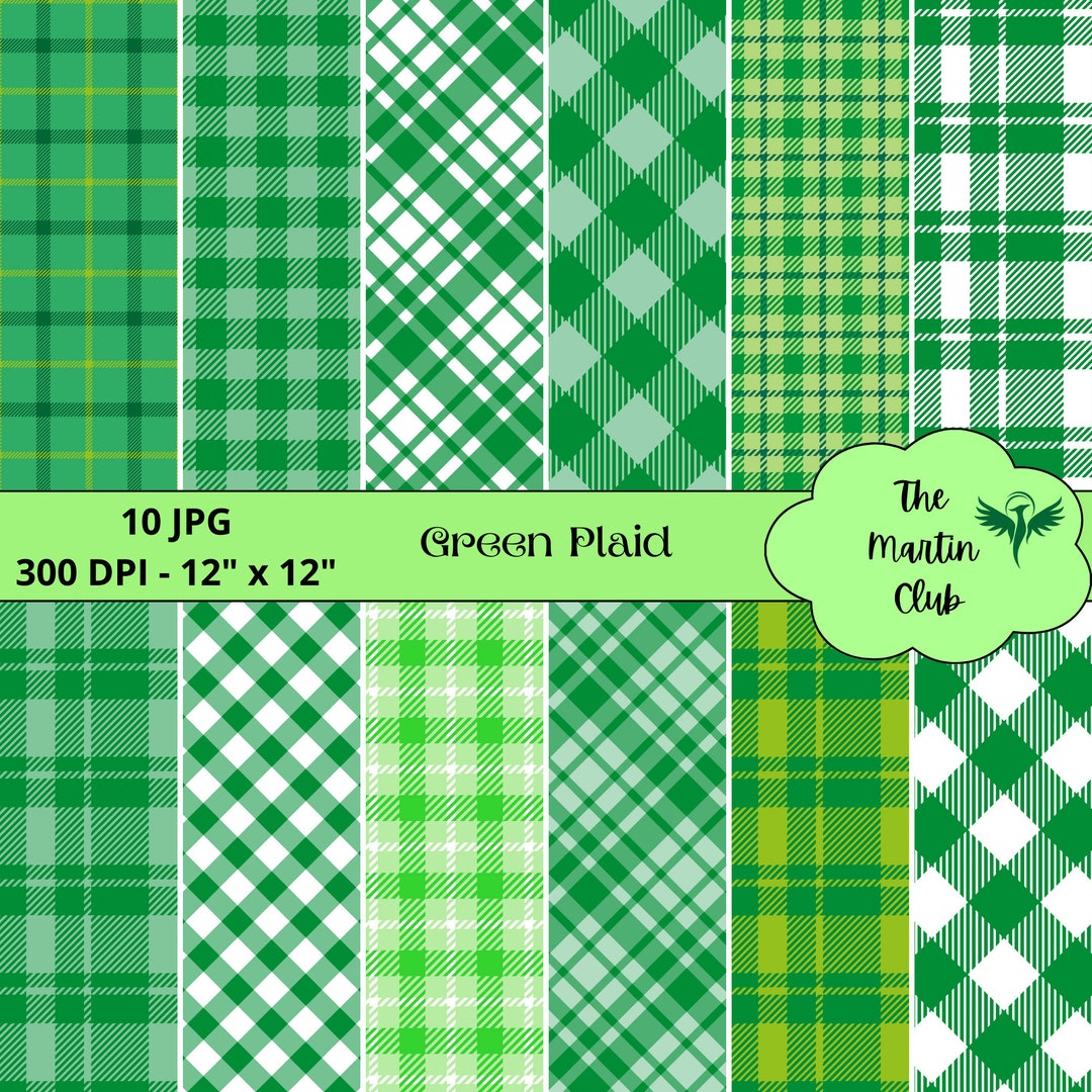 Green Plaid Background Digital Papers Green Buffalo Digital Scrapbook ...
