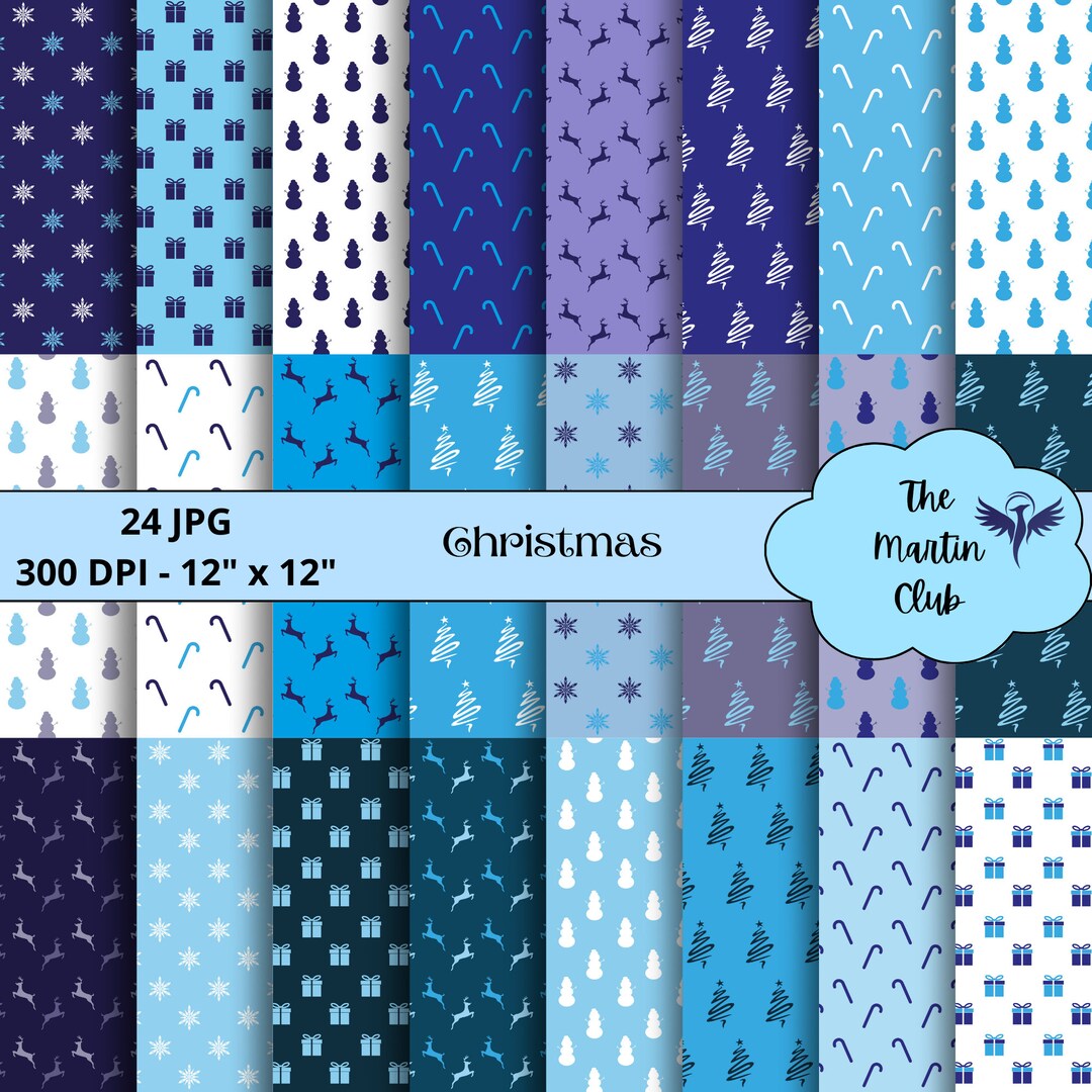 Christmas Background Digital Papers Blue Christmas Digital Scrapbook ...