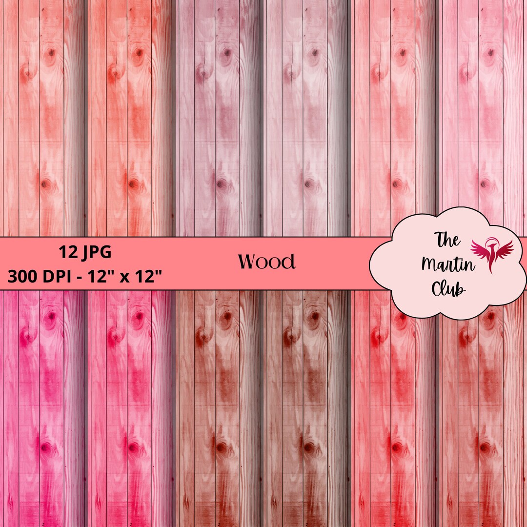 Wood Texture Background Digital Papers Pink Red Wood Digital Pattern ...