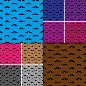 Mustaches Digital Papers Black Rainbow Mustaches Scrapbook Paper ...