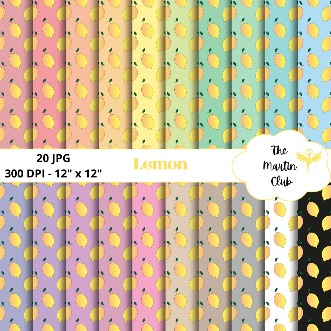 Lemon Background Digital Papers Yellow Lemon Scrapbook Paper Pattern ...