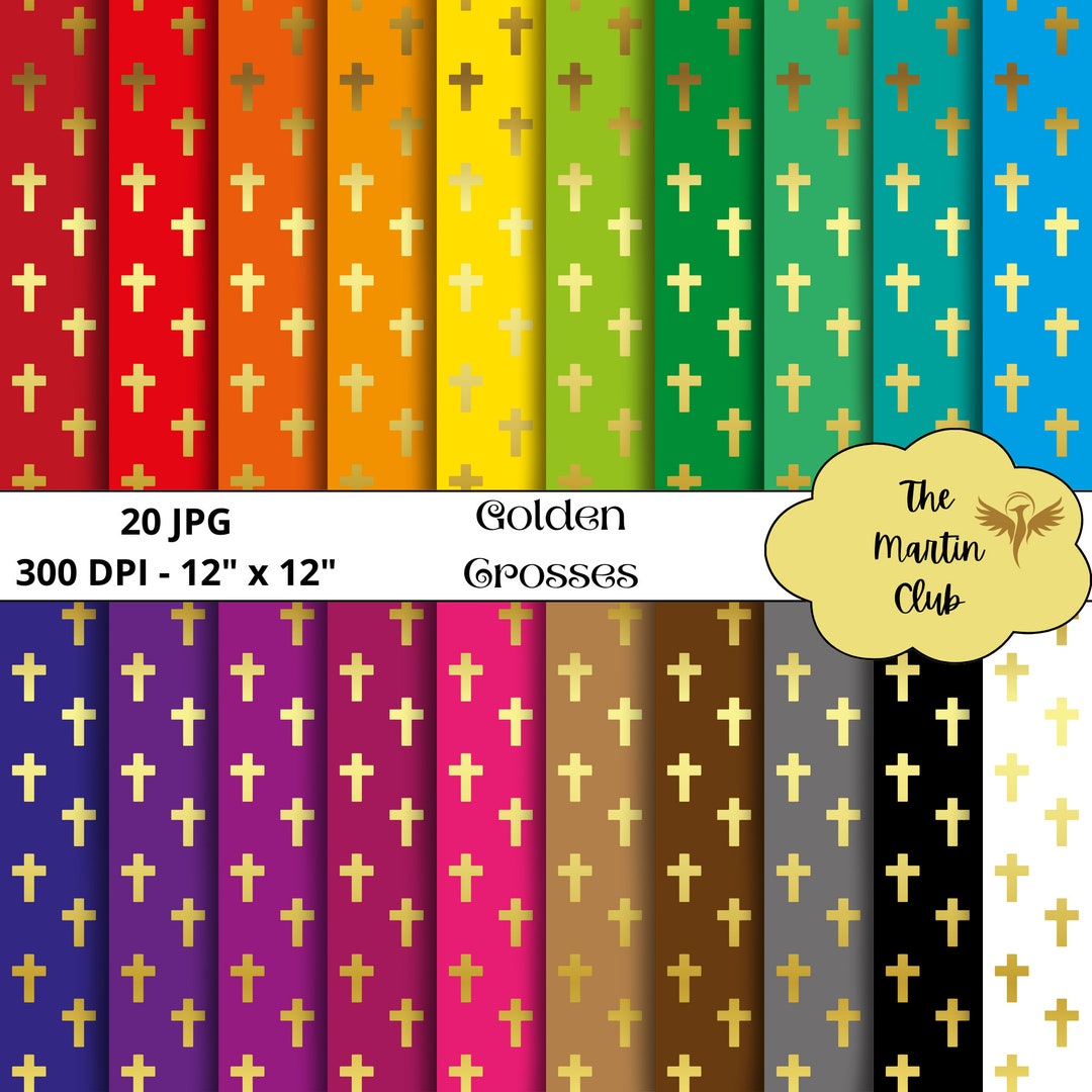 Golden Crosses Symbol Background Digital Papers Gold Crosses Scrapbook ...