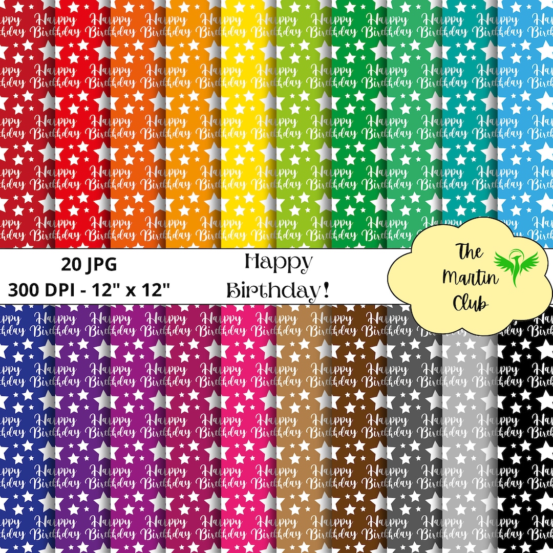 Happy Birthday Background Digital Papers Party Scrapbook Paper Pattern ...